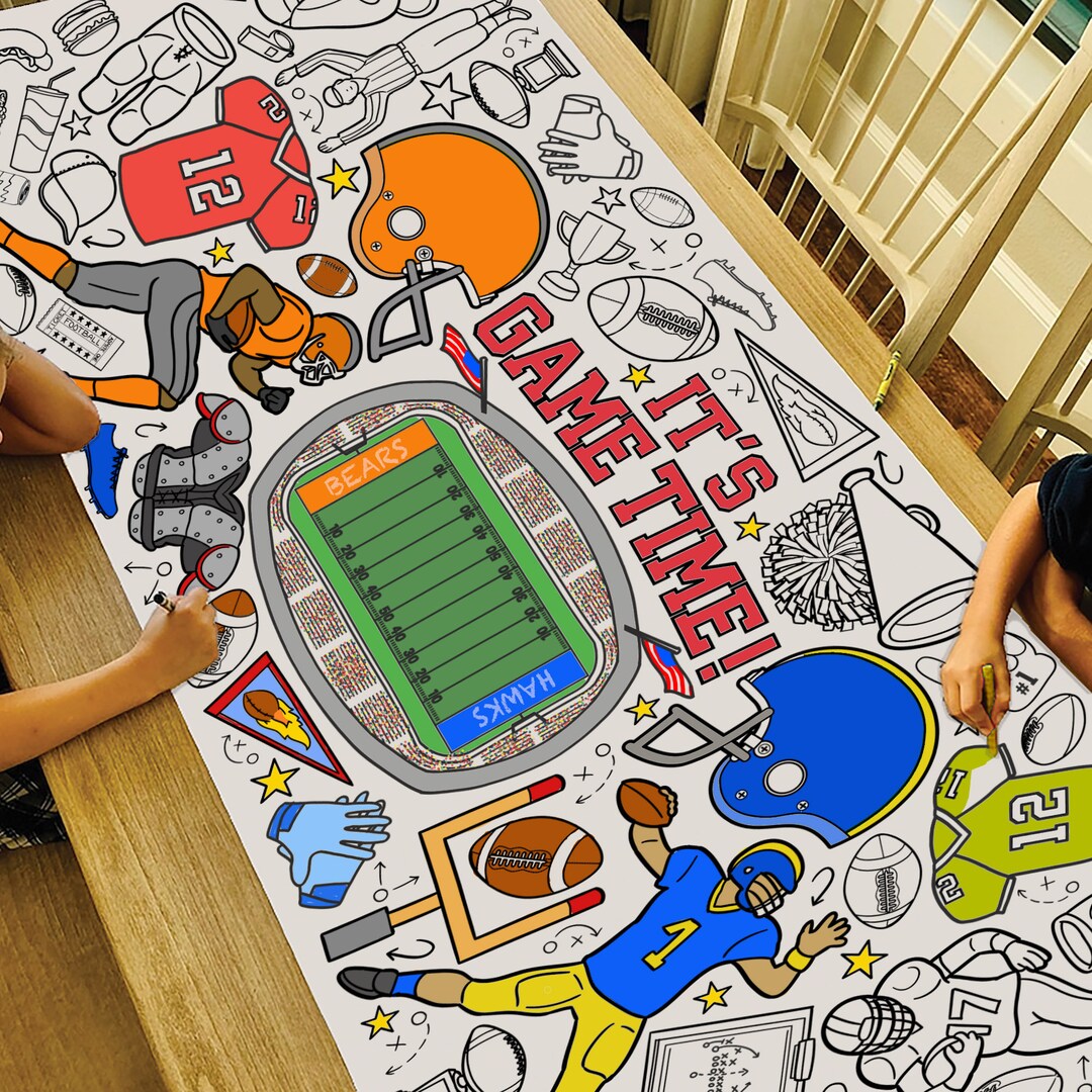 GIANT Football Coloring Poster or Table Cover | Paper Sports Tablecloth ...