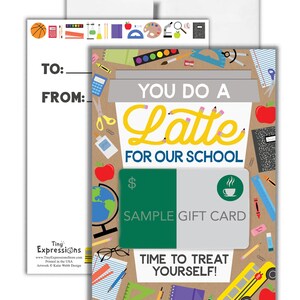 4 PACK Teacher Appreciation Coffee Gift Card Holders | Includes ...
