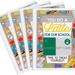 4 PACK Teacher Appreciation Coffee Gift Card Holders | Includes ...
