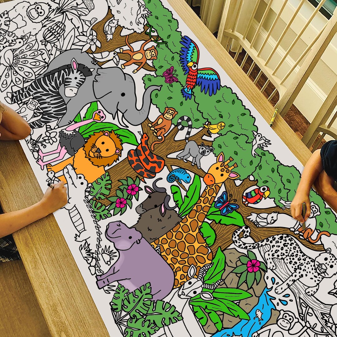 GIANT Safari Coloring Poster or Table Cover | Paper Jungle Animal ...