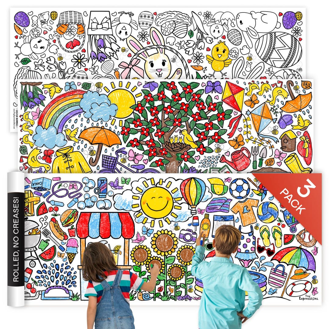 3-pack GIANT 6 Ft. Seasons Coloring Banners: Summer, Spring, Easter - Etsy