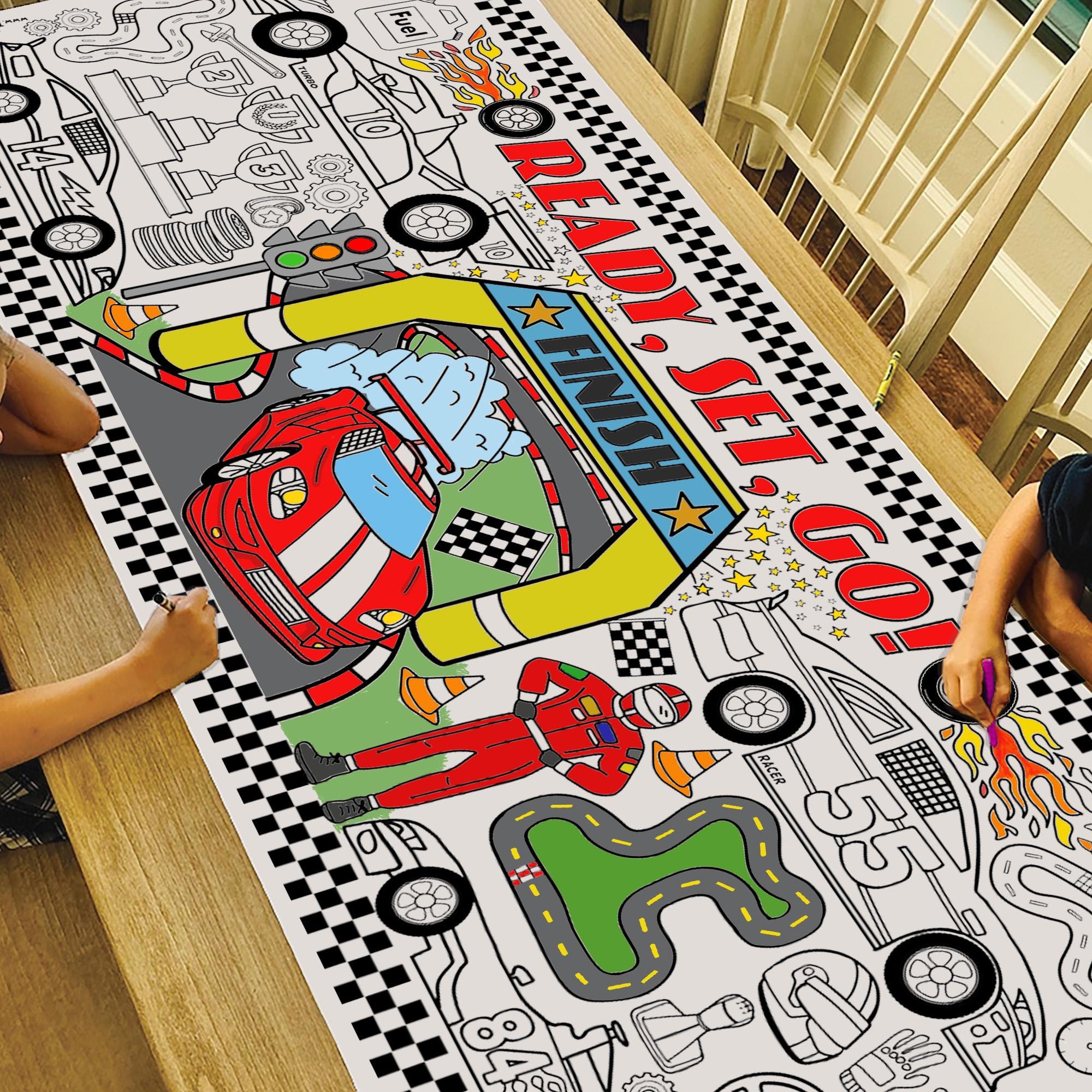 GIANT 6 Ft. Race Car Coloring Banner: Personalized Party Decor - Etsy