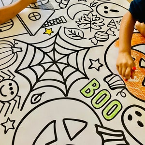 GIANT Halloween Coloring Poster or Table Cover Paper Pumpkin Tablecloth ...