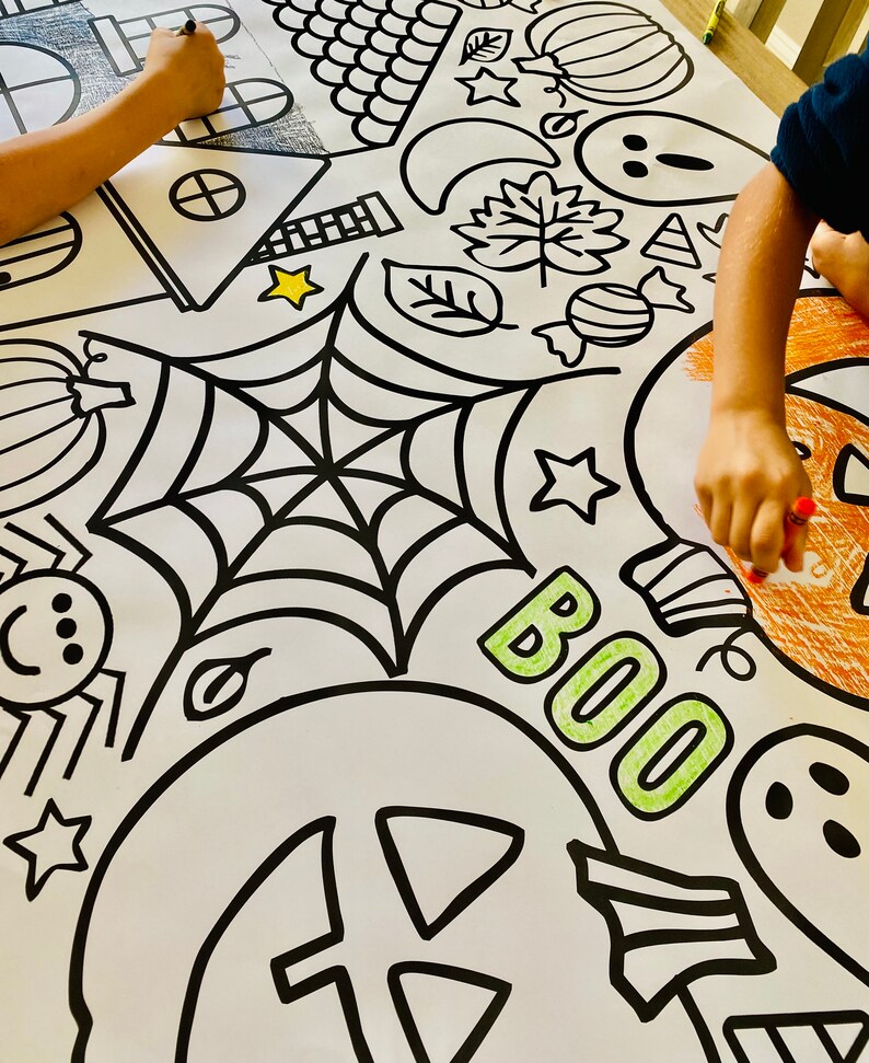 GIANT 6 Ft. Halloween Coloring Banner or Tablecloth - Etsy