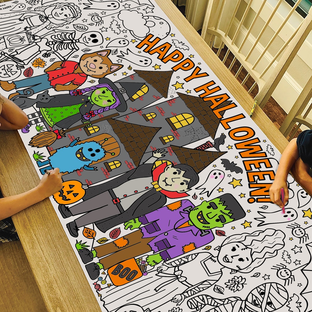 GIANT 6 Ft. Happy Halloween Coloring Banner or Tablecloth - Etsy