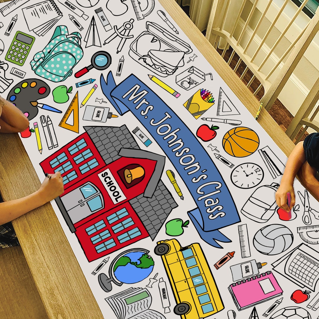 GIANT Personalized School Coloring Poster or Table Cover | Custom Paper ...