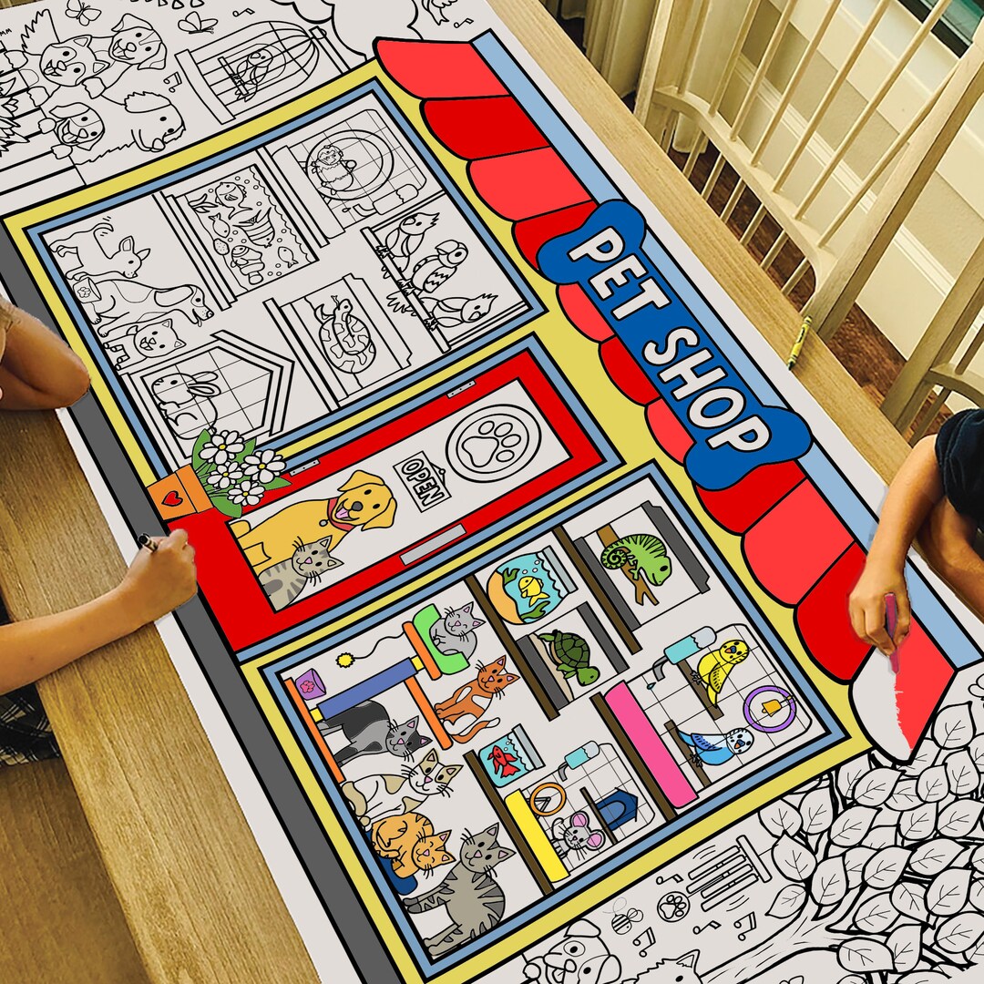 GIANT Pet Shop Coloring Poster or Table Cover | Paper Pet Shop ...