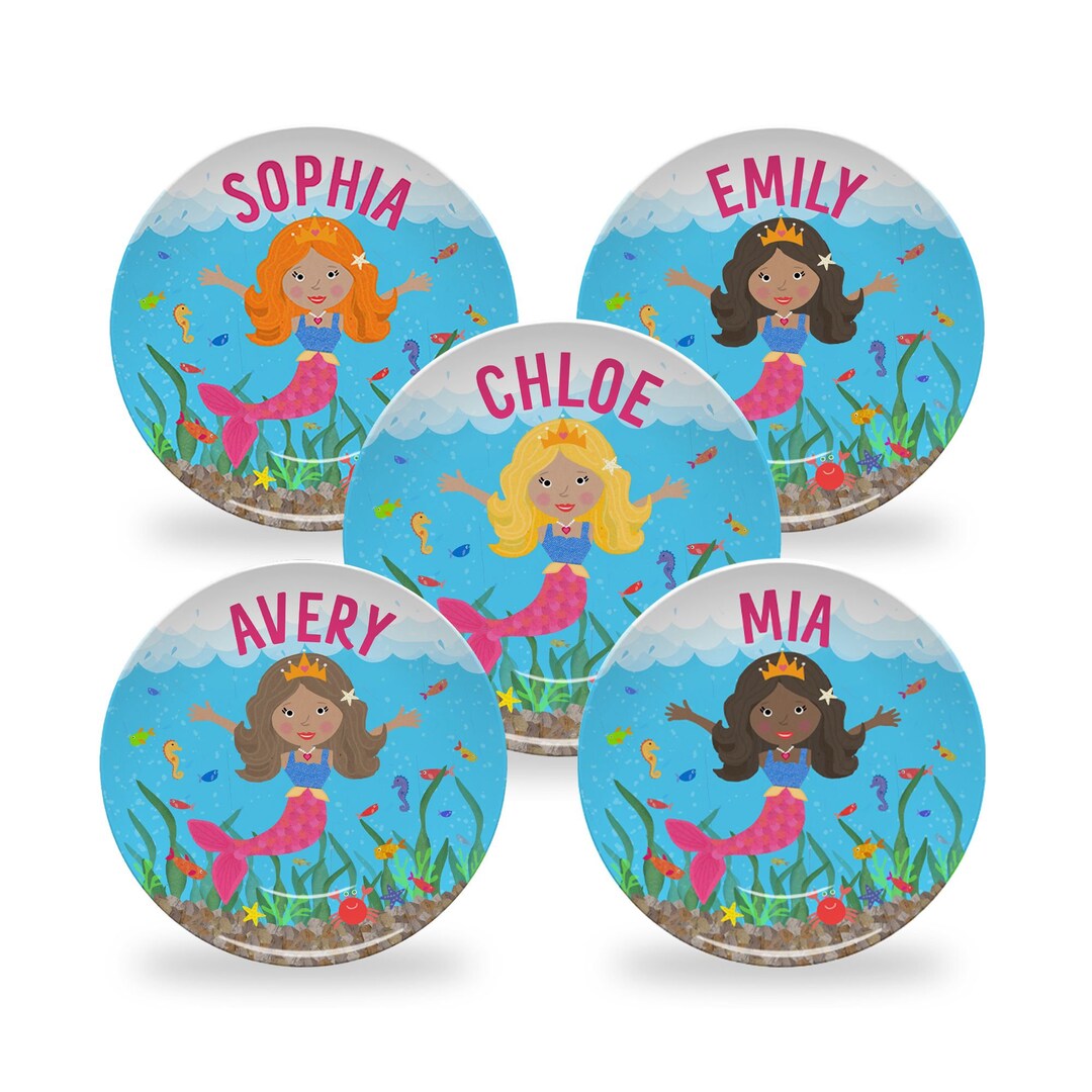 Personalized Mermaid Plate for Kids | Cute Toddler Baby Mermaid Plate ...