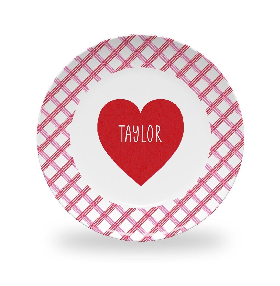 Personalized Checkered Valentine's Plate for Kids | Valentine's Day ...
