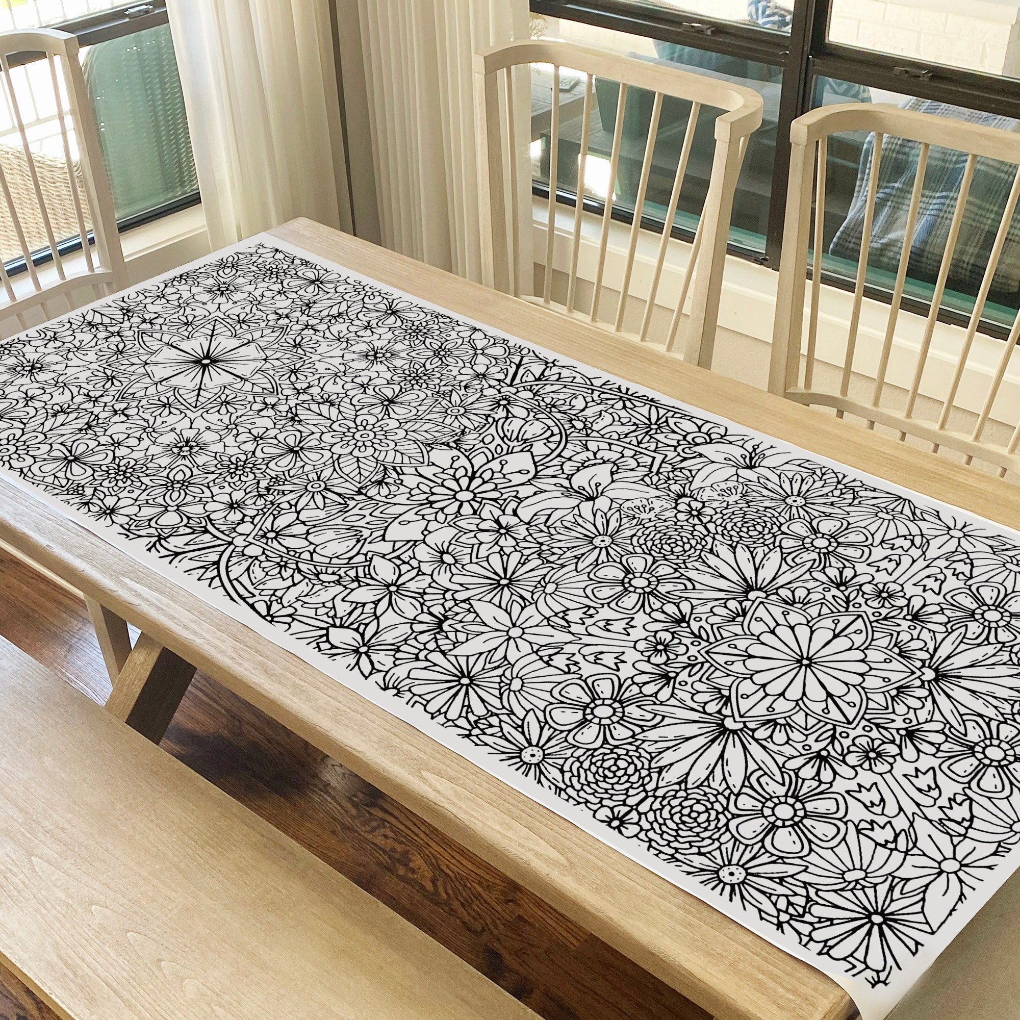 GIANT Flower Mandala Coloring Poster 72 X 30 - Etsy