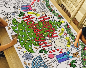 GIANT Christmas Coloring Poster or Table Cover Png Holiday Tablecloth ...
