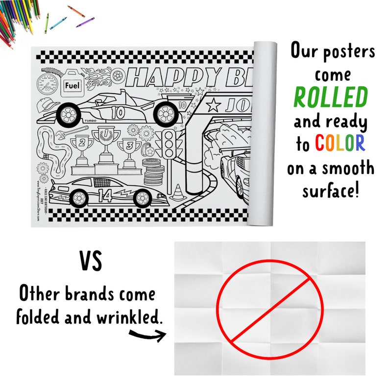 GIANT 6 Ft. Race Car Coloring Banner: Personalized Party Decor - Etsy