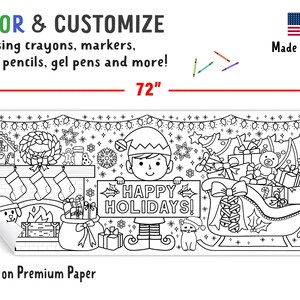 GIANT Christmas Elf Coloring Poster or Table Cover | Paper Holiday ...