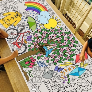GIANT Spring Coloring Poster or Table Cover | Paper Spring Tablecloth ...