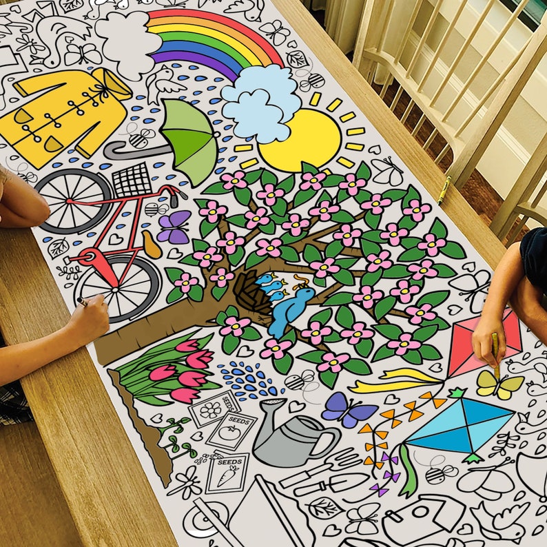GIANT Spring Coloring Poster or Table Cover Paper Spring - Etsy