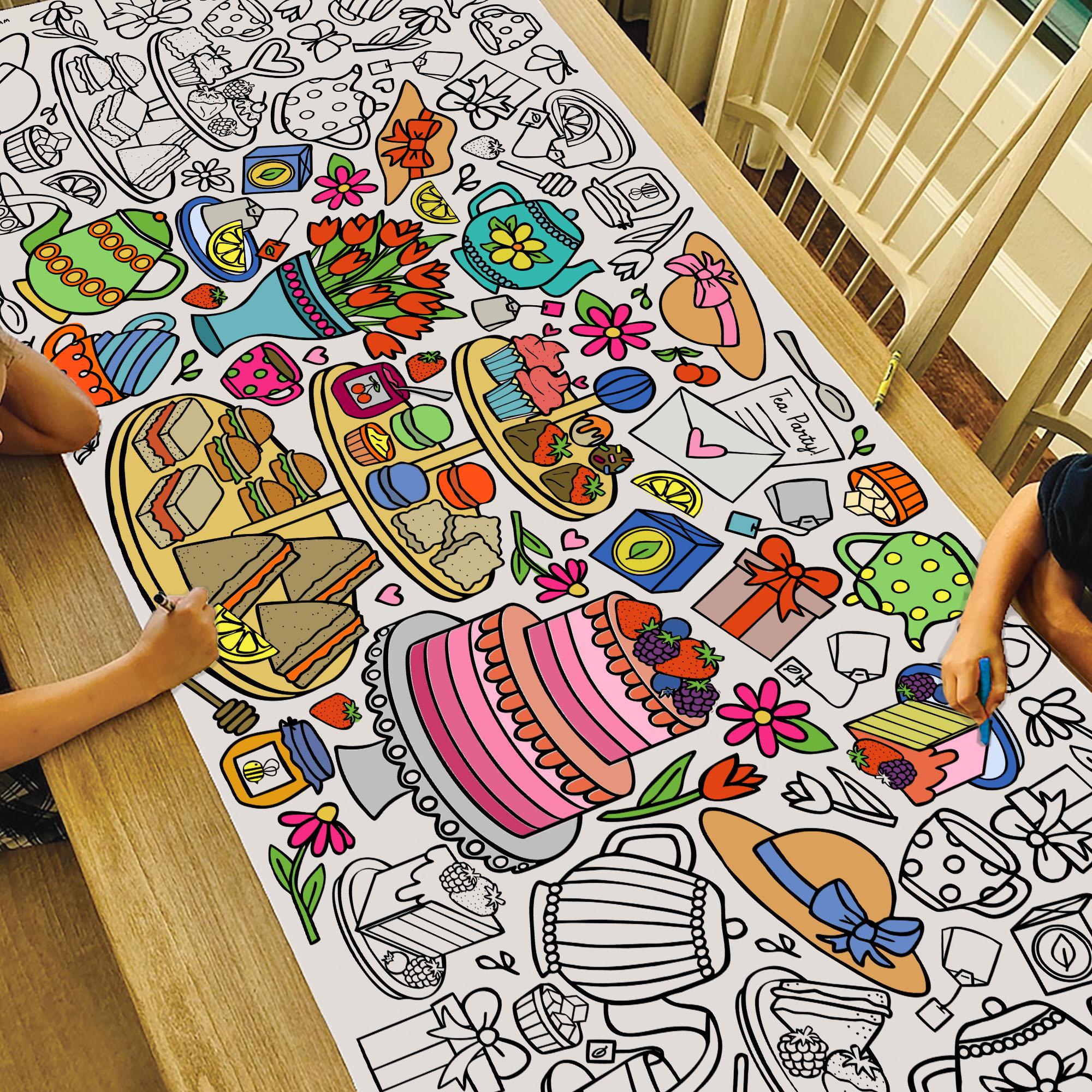 GIANT Tea Party Coloring Poster or Tablecloth | Personalized Let's ...
