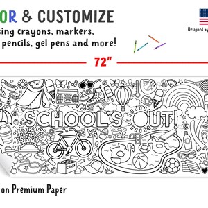 GIANT 6 Ft. School's Out Coloring Banner: Classroom Activity - Etsy