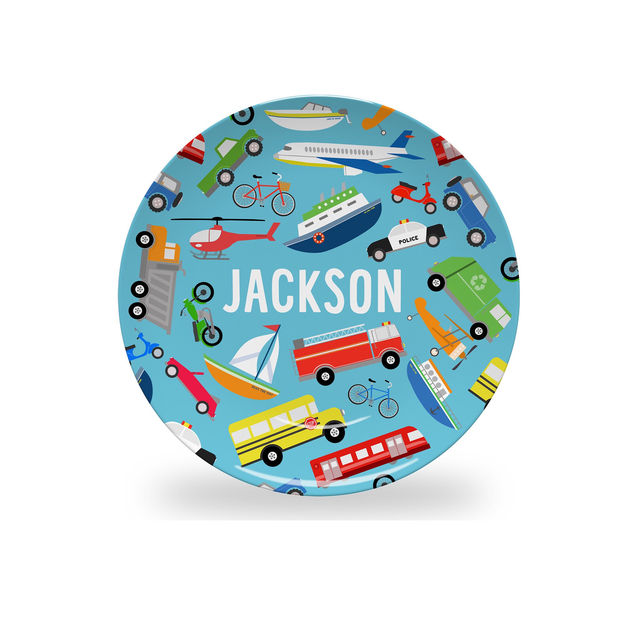 Personalized Transportation Plate for Boys Cute Toddler - Etsy