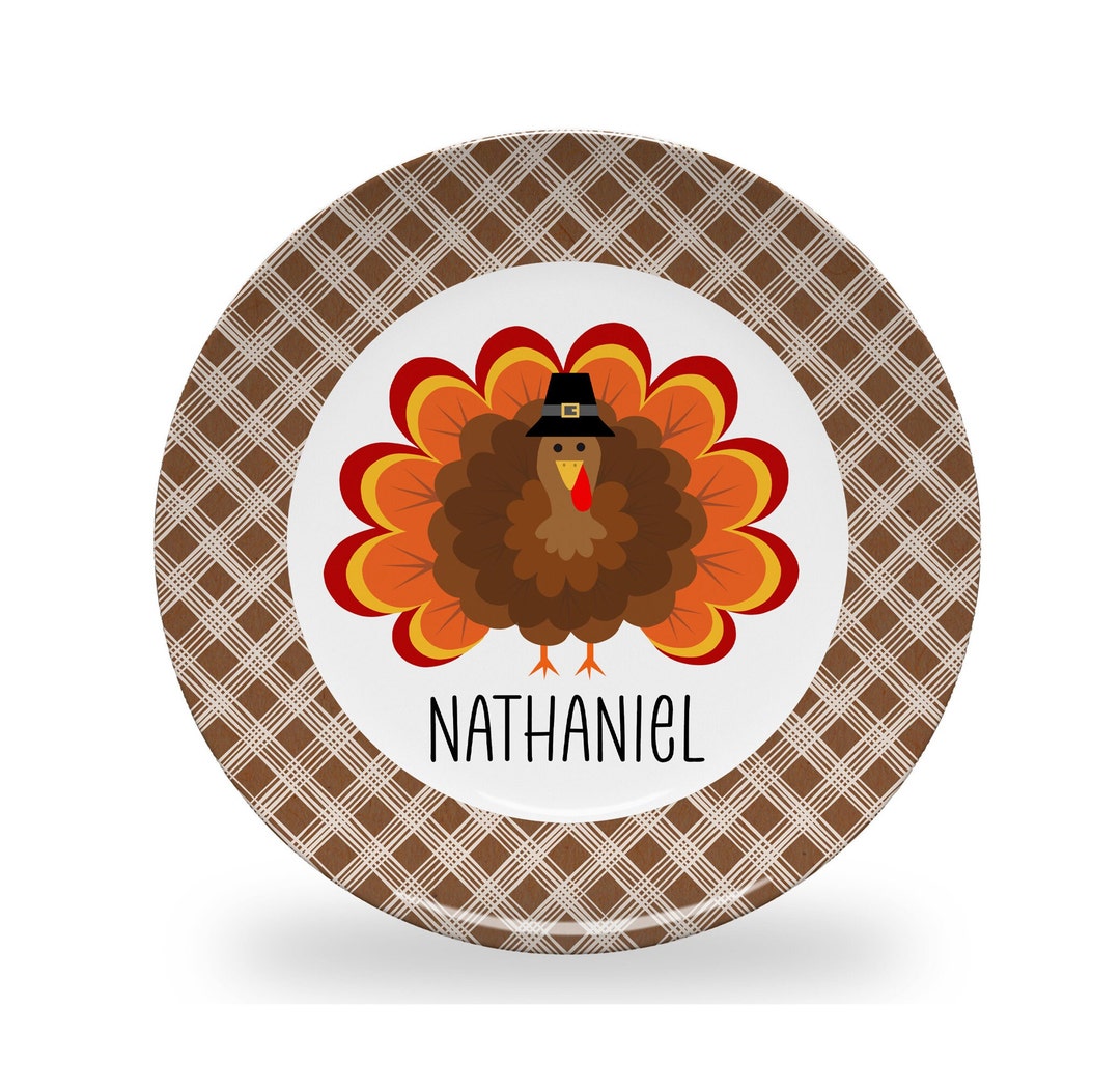 Personalized Thanksgiving Plate for Kids | Turkey Table Decorations for ...