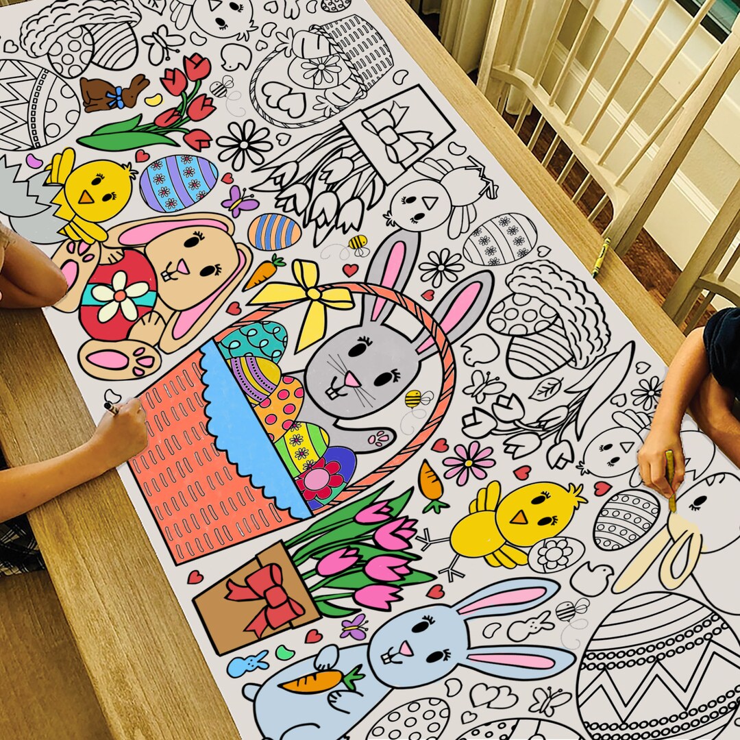 GIANT Easter Coloring Poster or Table Cover | Paper Easter Tablecloth ...