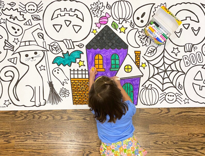 GIANT Halloween Coloring Poster or Table Cover Paper Pumpkin - Etsy