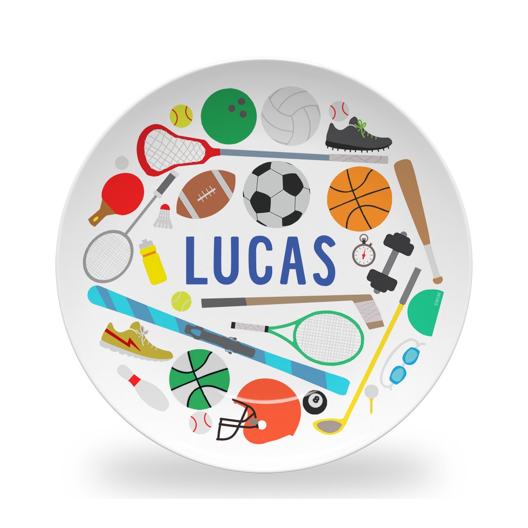 Personalized Sports Plate for Boys and Girls Basketball, Football ...