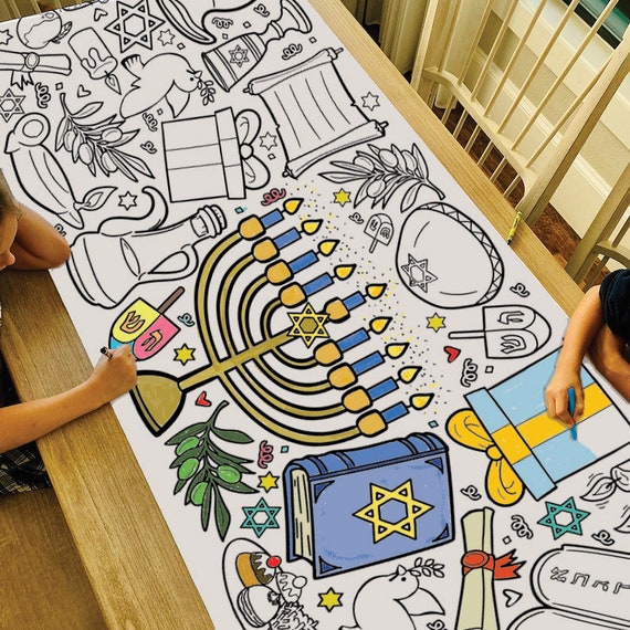 GIANT Hanukkah Coloring Poster or Table Cover Paper Holiday - Etsy