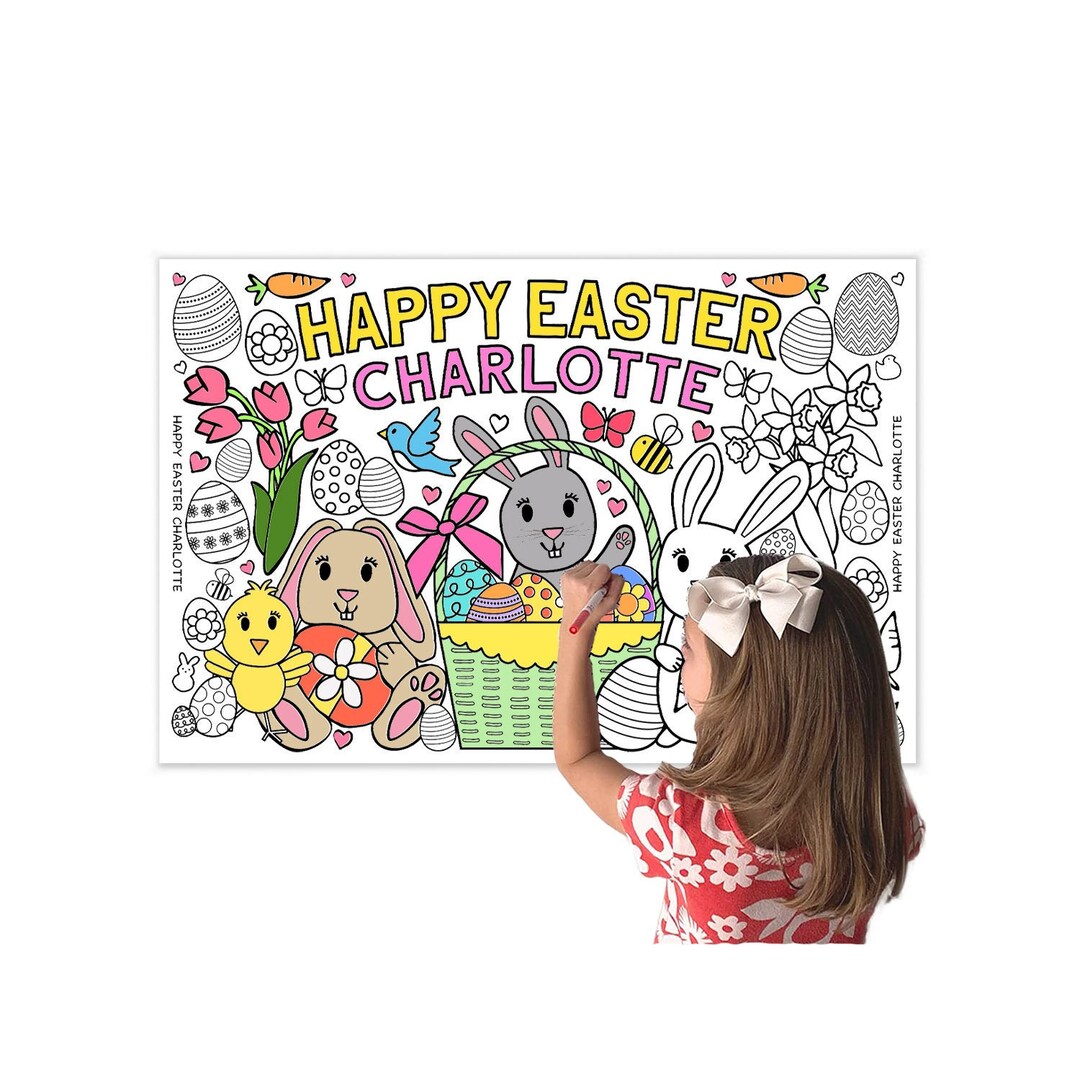 Personalized Easter Coloring Poster 30"x20" : Easter Decor - Etsy