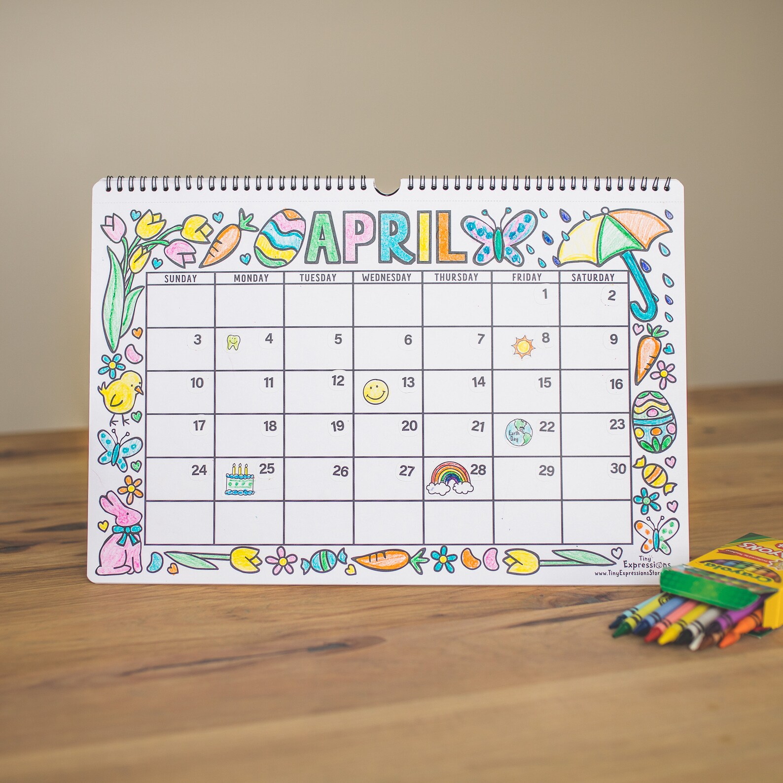 Kids Coloring Calendar 12 Months 11 X 17 - Etsy