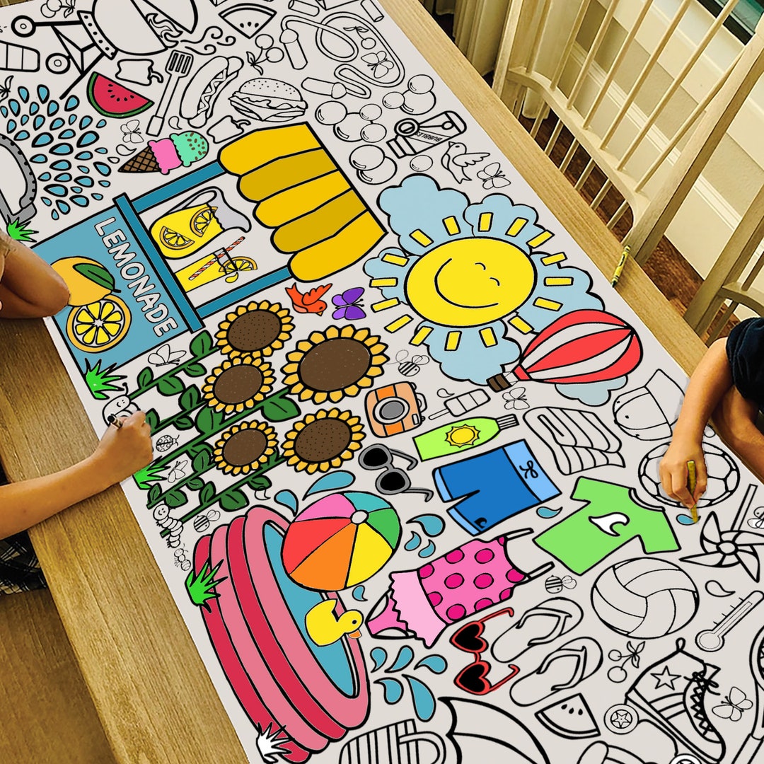 GIANT 6 Ft. Summer Coloring Banner or Tablecloth - Etsy