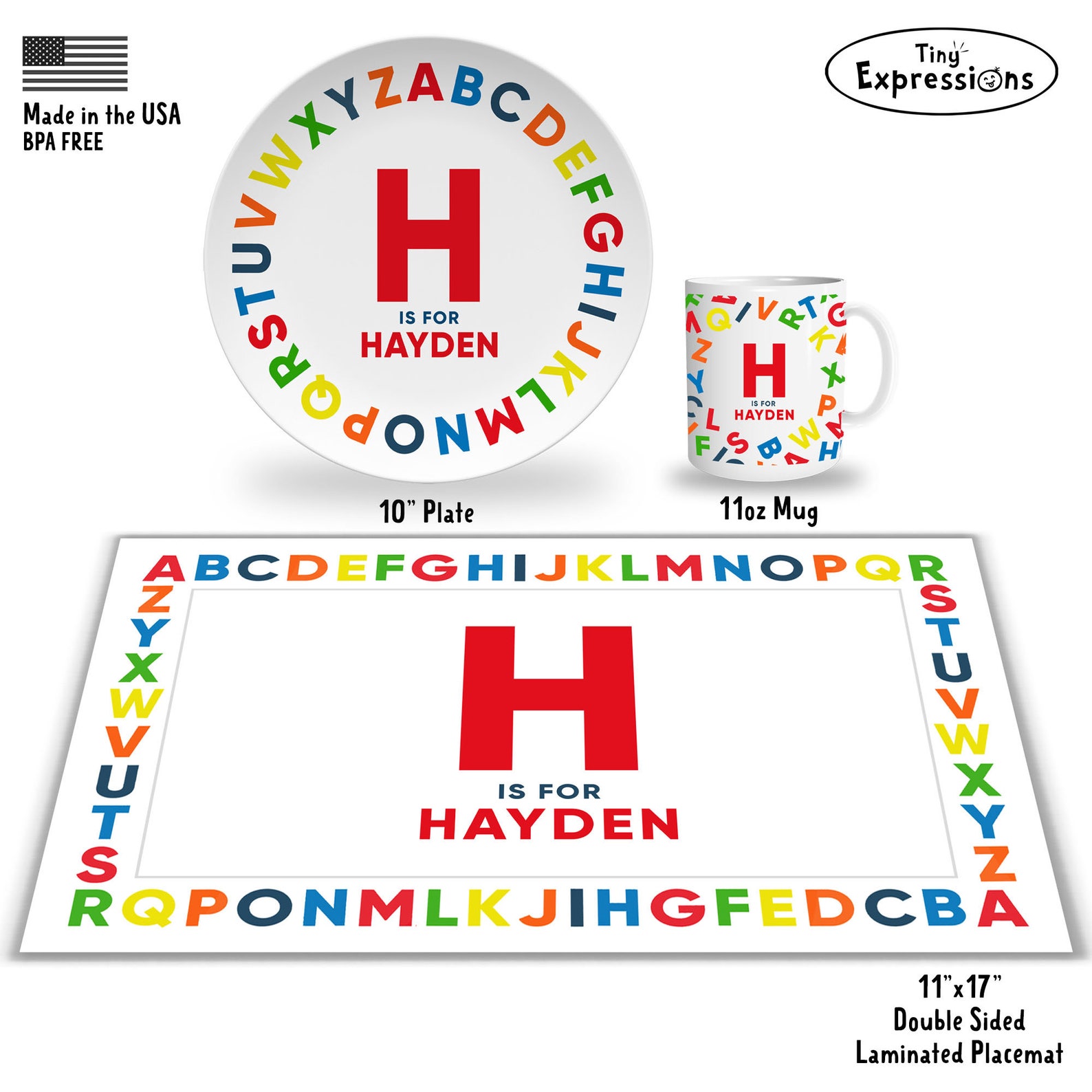 Personalized Alphabet Plate Set for Kids Cute ABC Themed - Etsy