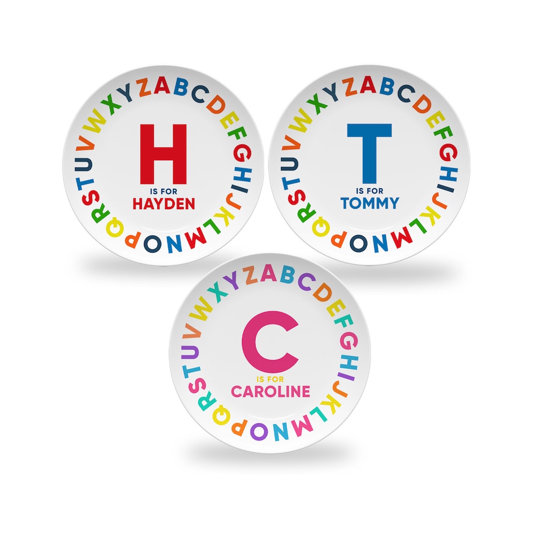 Personalized Alphabet Plate Set for Kids | Cute ABC Themed Plate for ...