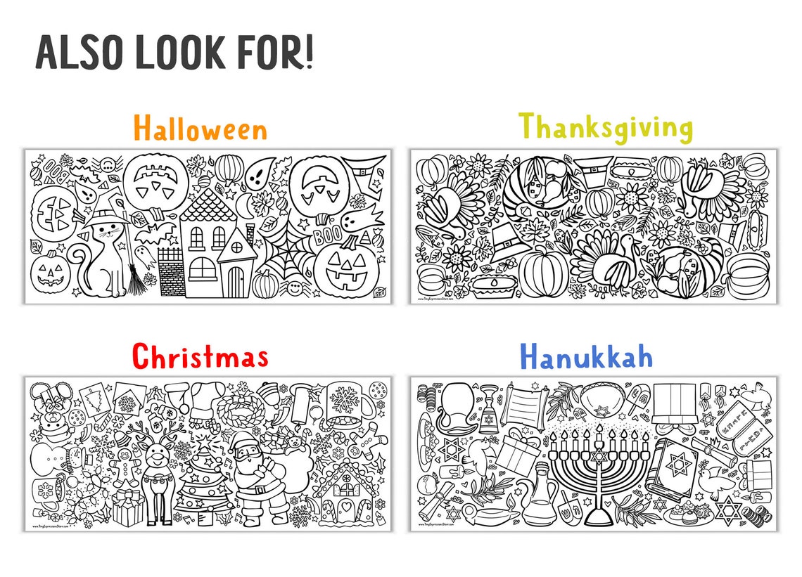 GIANT Christmas Coloring Poster or Table Cover Paper Holiday - Etsy