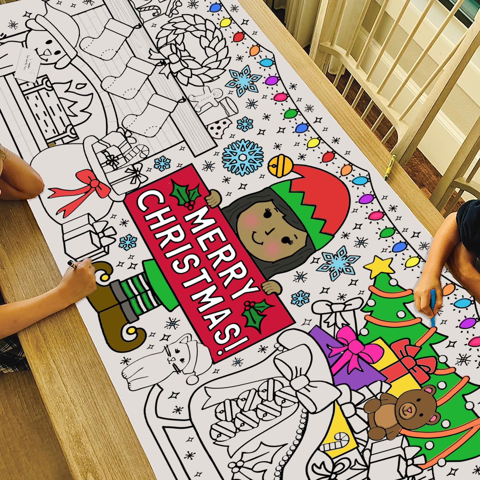GIANT Christmas Elf Coloring Poster or Table Cover Paper - Etsy