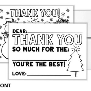 Kid's Holiday Coloring Thank You Cards With Envelopes Set pack of 10 ...
