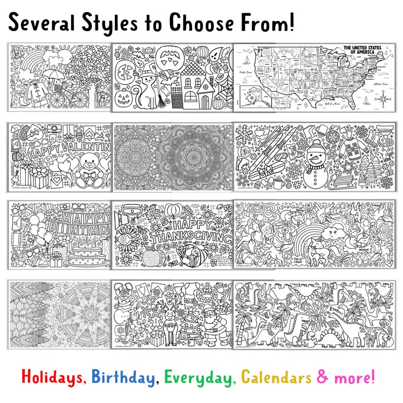 GIANT Tea Party Coloring Poster or Tablecloth | Personalized Let's ...