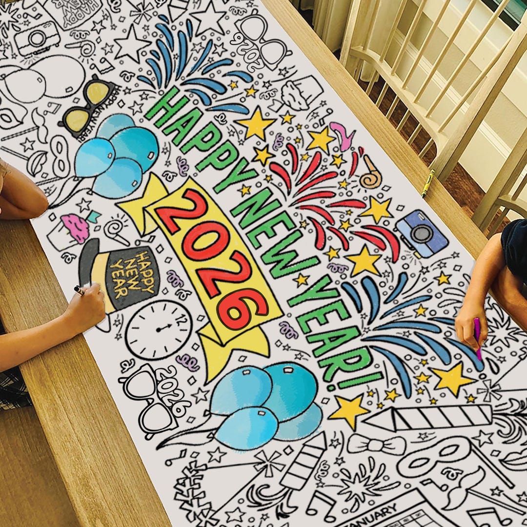 GIANT 6 Ft. New Years Coloring Banner: Party Decor - Etsy