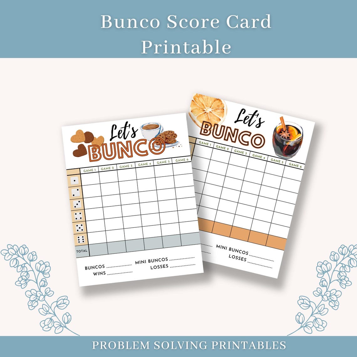 Winter Themed Bunco Score Card Sheets Pad Printable Winter Bunko Score ...