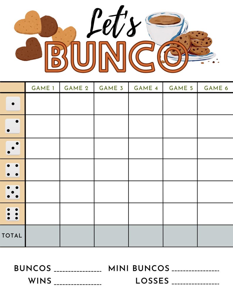 Winter Themed Bunco Score Card Sheets Pad Printable Winter Bunko Score ...