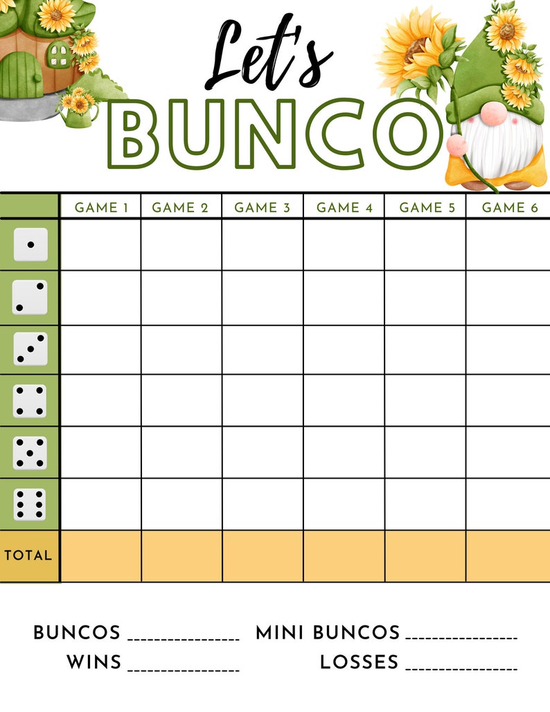 Fall Themed Bunco Score Card Sheets Pad Printable Autumn Bunko Score ...