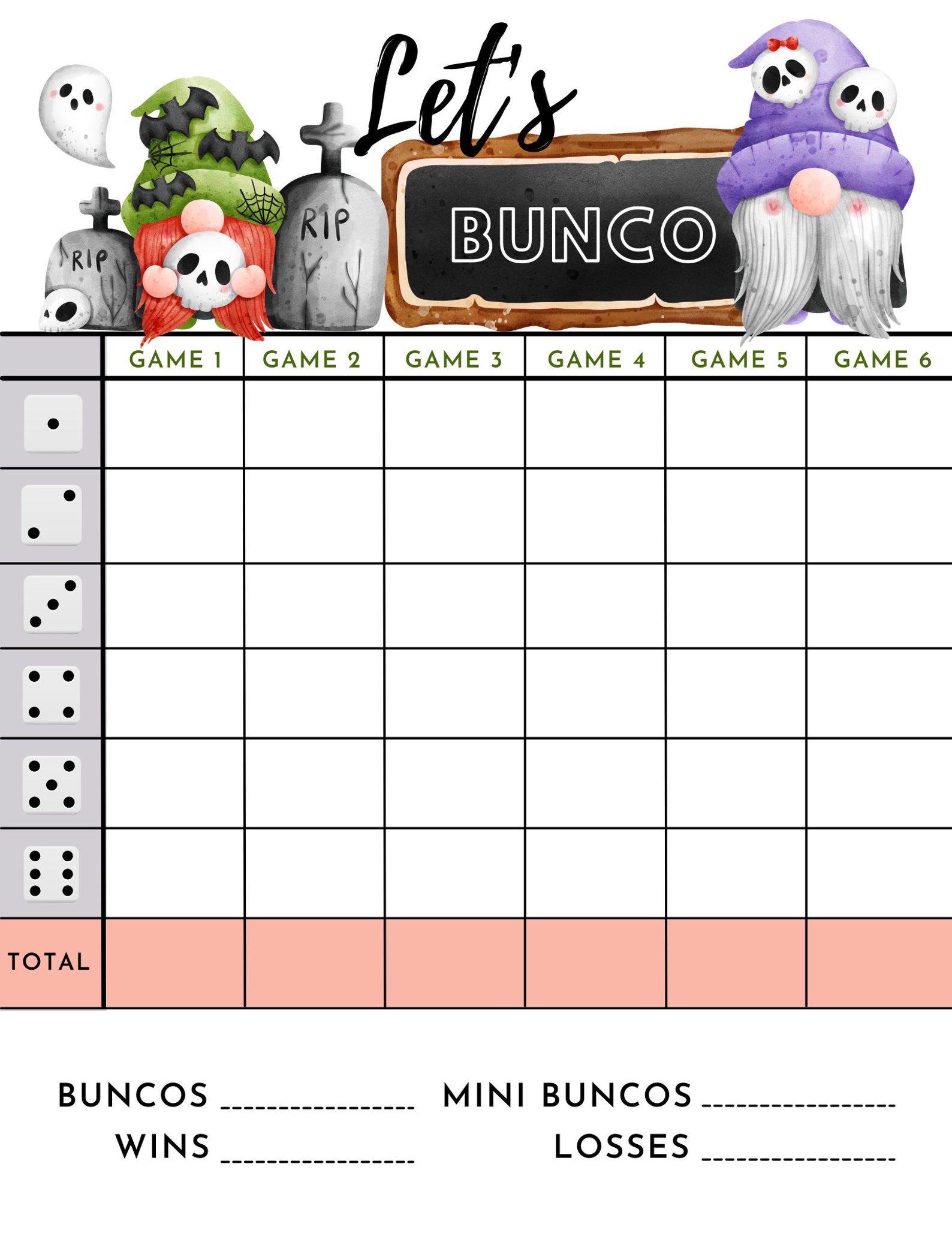 Fall Themed Bunco Score Card Sheets Pad Printable Autumn Bunko Score ...