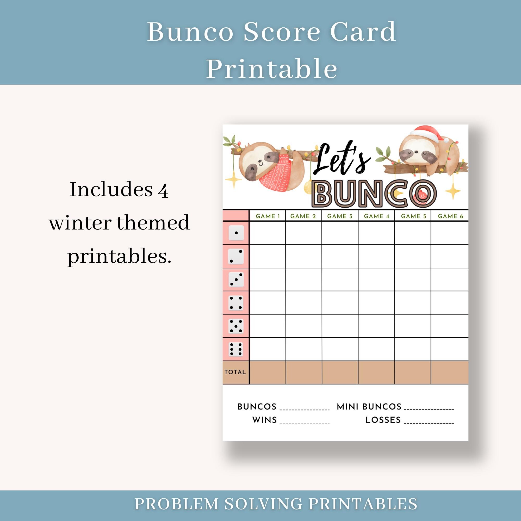 Winter Themed Bunco Score Card Sheets Pad Printable Winter Bunko Score ...