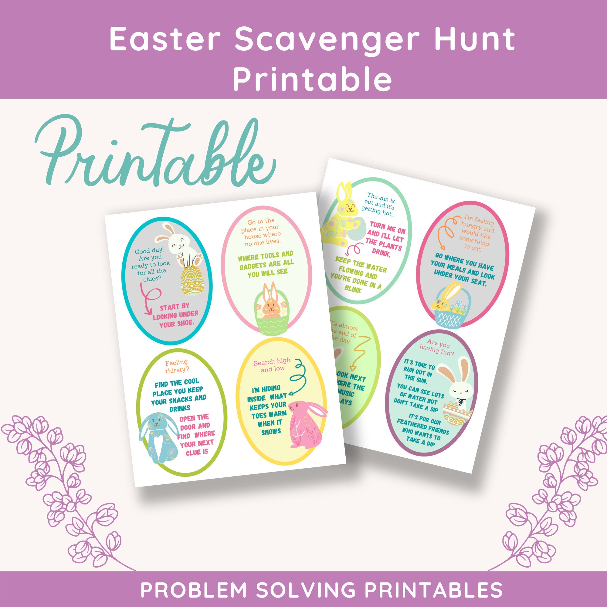Easter Scavenger Hunt Printable Clue Cards Treasure Hunt Easter Egg ...