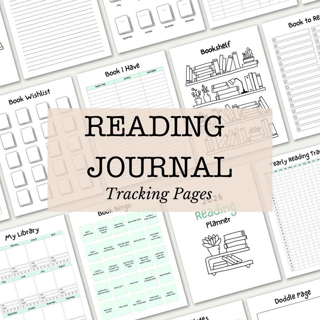 Green Reading Journal Printable, Book Tracker, Monthly Reading Log ...