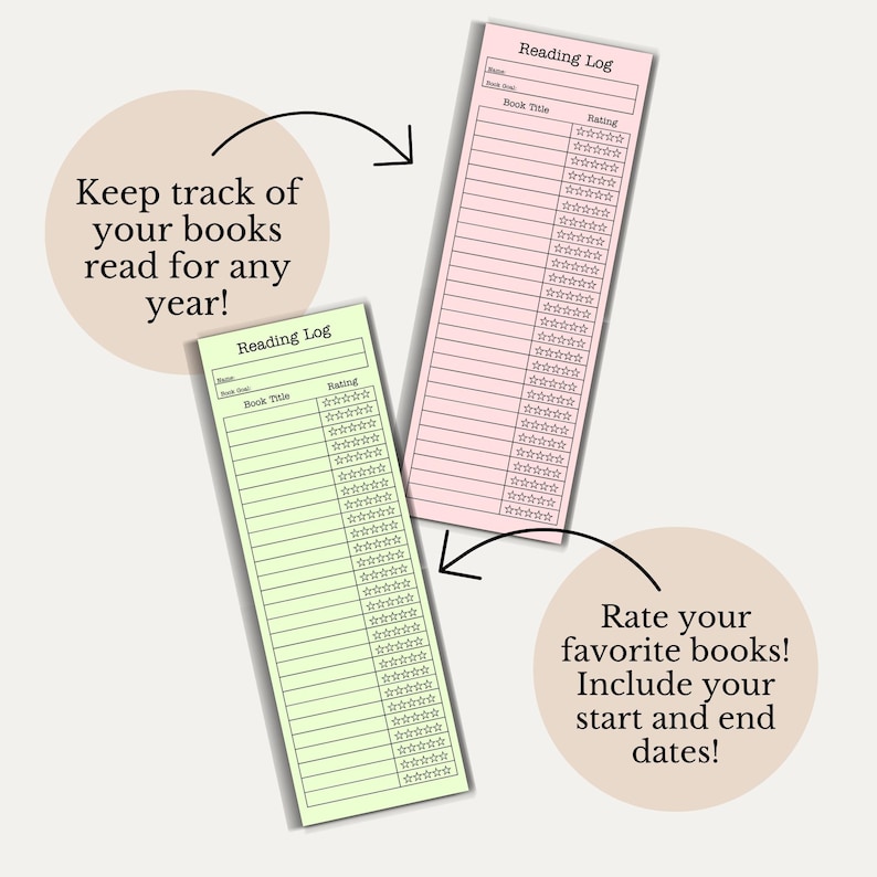 Reading Log Bookmark Set, Rainbow Colors, Book Tracker (set of 4) - Etsy