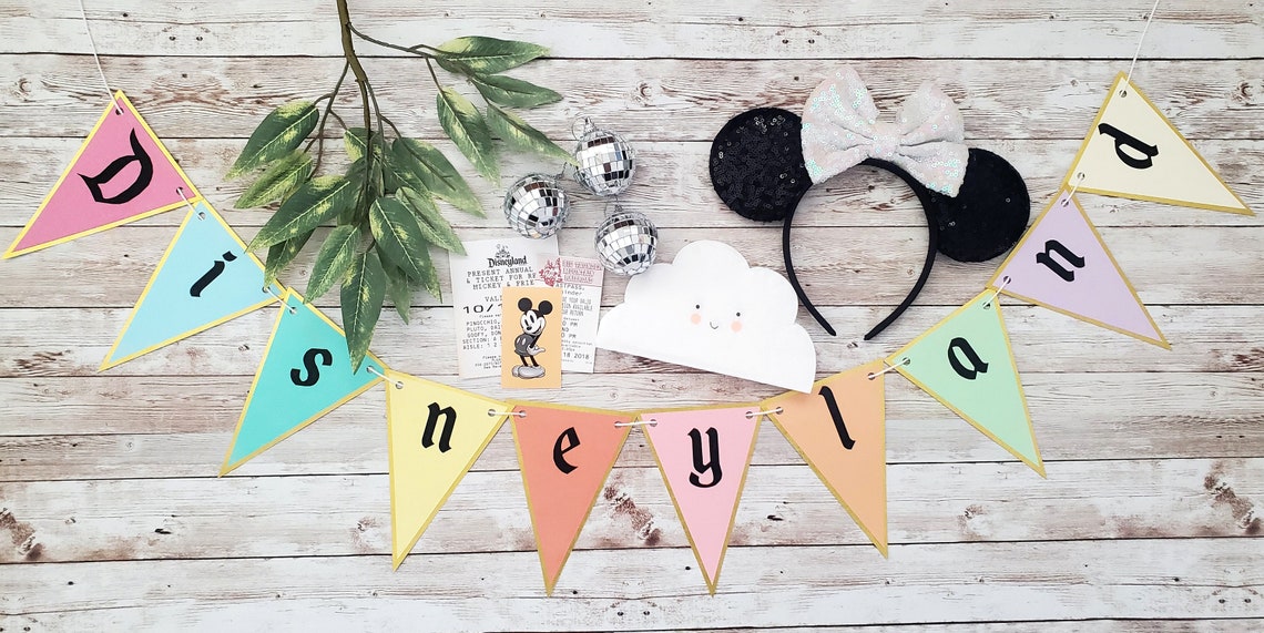 Pastel Vintage Style Disneyland Banner Party Supplies Pastel - Etsy
