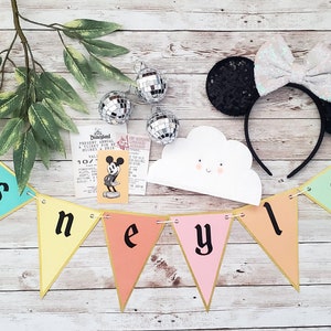 Pastel Vintage Style Disneyland Banner Party Supplies Pastel Birthday ...