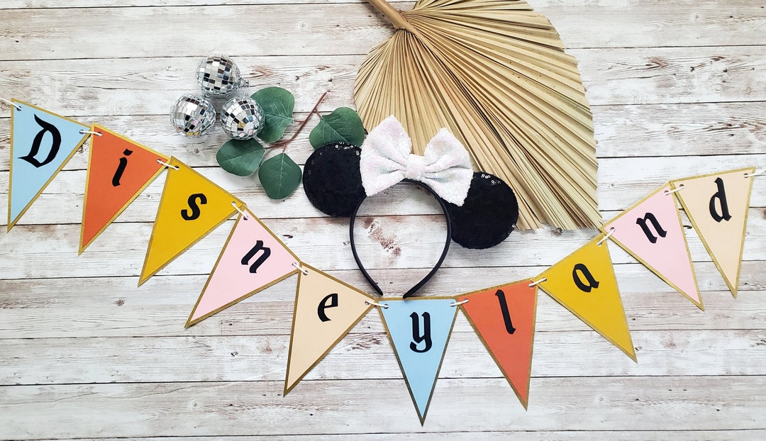 Boho Disneyland Banner: Pastel Pennant Flags, Retro Party Decor - Etsy