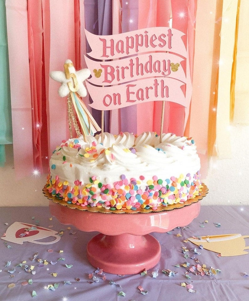 Happiest Birthday on Earth Cake Topper Party Decor Supplies - Etsy
