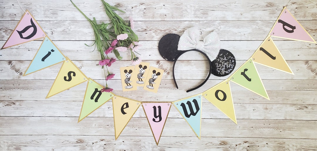 Vintage Style Disney World Banner - Party Supplies Birthday Baby Shower ...